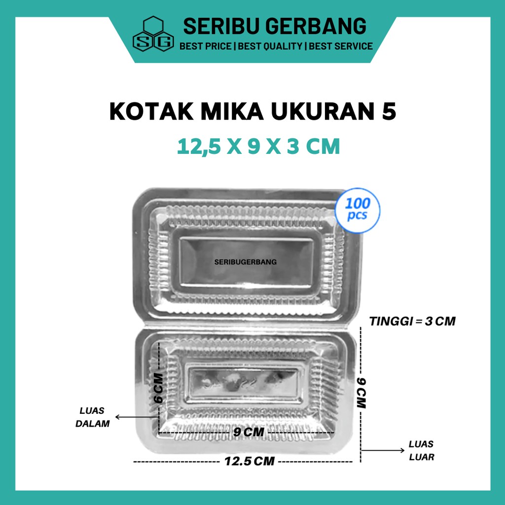 Jual 100PCS BOX MIKA PLASTIK MIKA BENING UKURAN 5 TEMPAT WADAH KUE ...