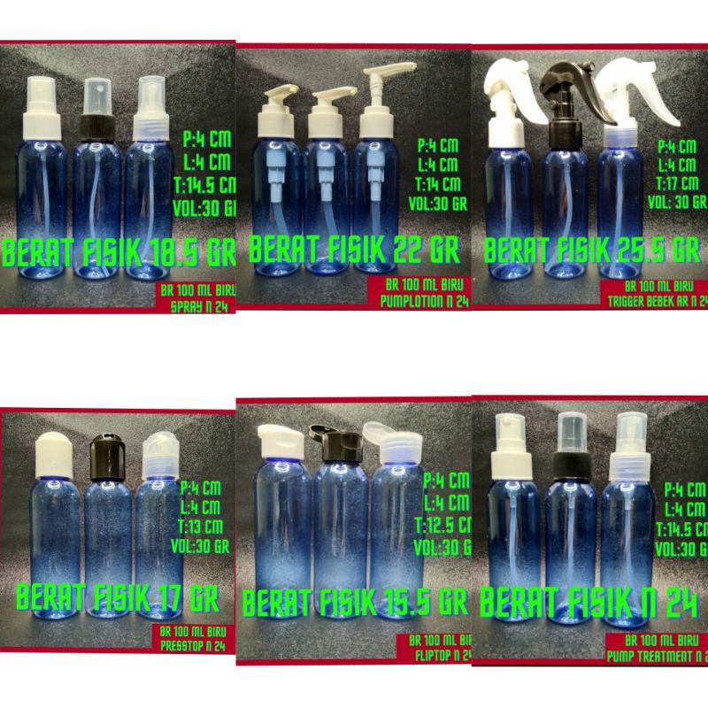 Jual Botol 100ml Botol Spray 100ml / Botol Pump 100ml / Fliptop Botol Plastik Kosong | Shopee ...