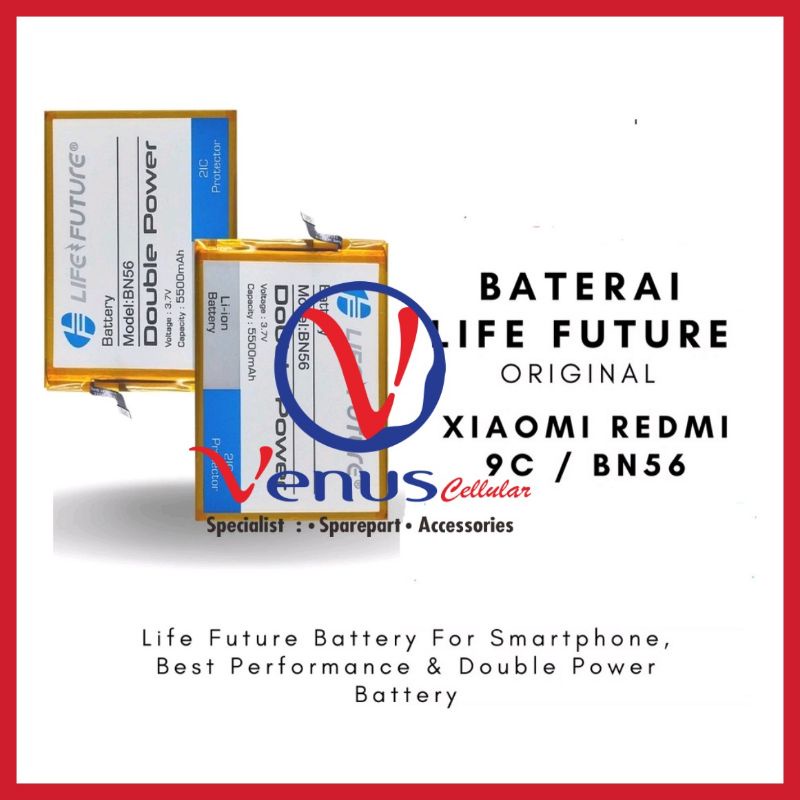 Jual BATTERY LIFE FUTURE BN56 REDMI 9A/9C/10A/A1/A1+ | Shopee Indonesia