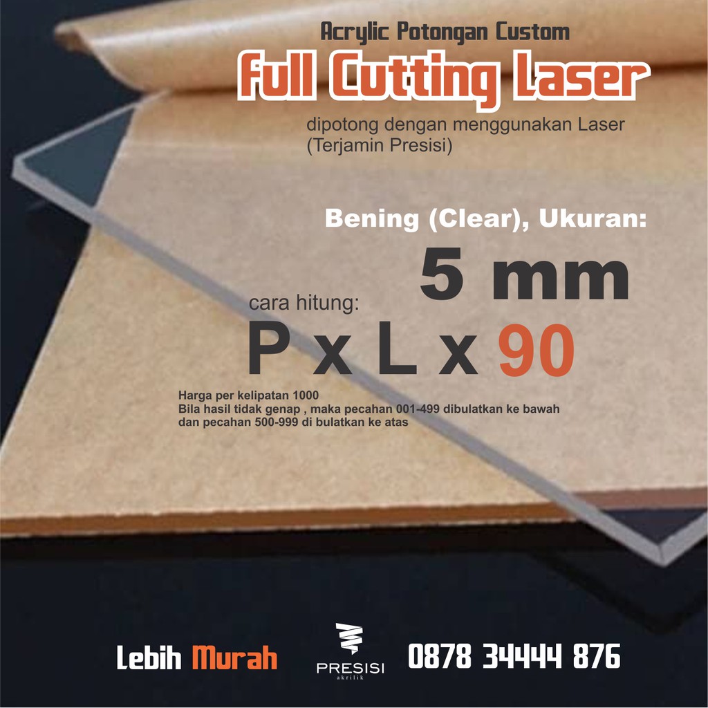 Jual Akrilik/Acrylic Lembaran Potongan Custom Laser Bening 5 MM | Shopee Indonesia
