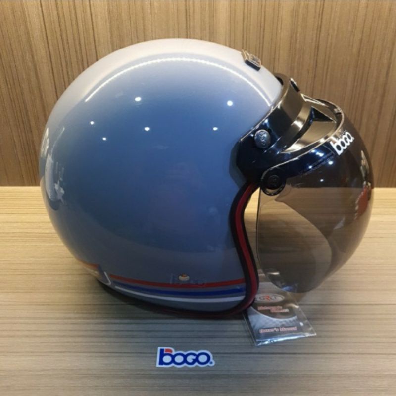 Jual Helm Bogo Retro Force Smart Lock System Grey Solid Gloss Kaca Bogo ...