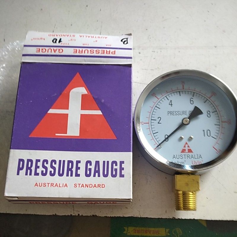 Jual manometer pressure gauge 10 kg Forbes dia 4" conn 1/2 150 psi ...