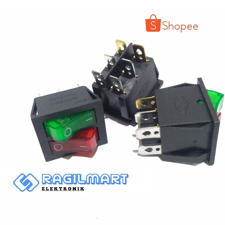 Jual [ COD ] Saklar Switch 6 Pin Double + Lampu ( ON - OFF ) | Shopee ...