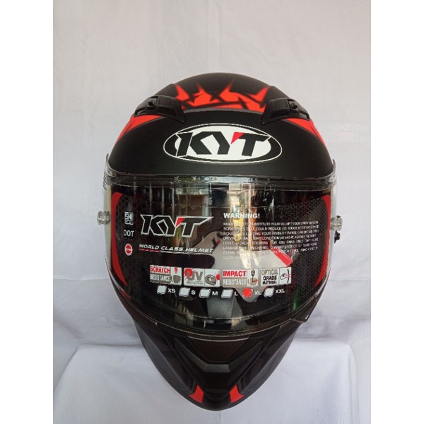 Jual Helm KYT Falcon FR Spike GM Gunmetal Doff Red Fluo Flat Visor Full ...