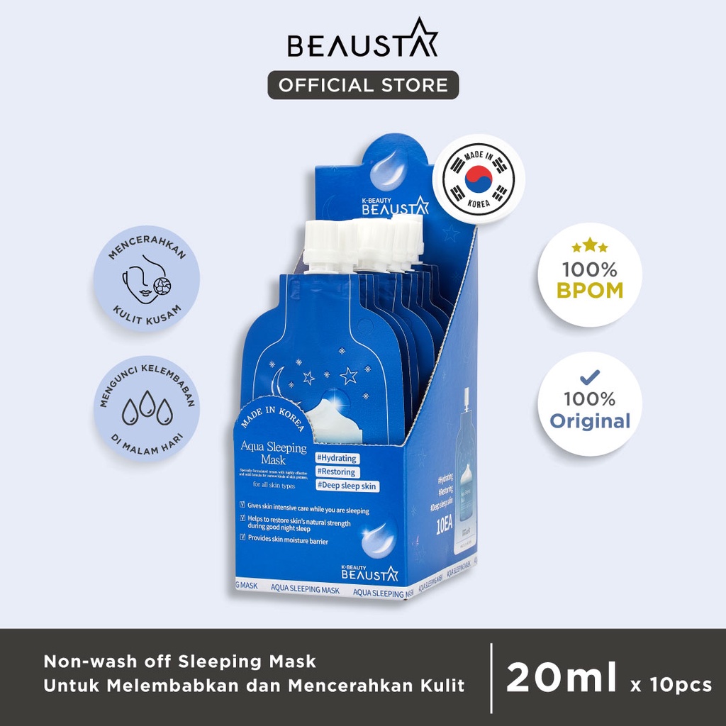 Jual BEAUSTA Aqua Sleeping Mask (20ml x 10pcs) | Shopee Indonesia