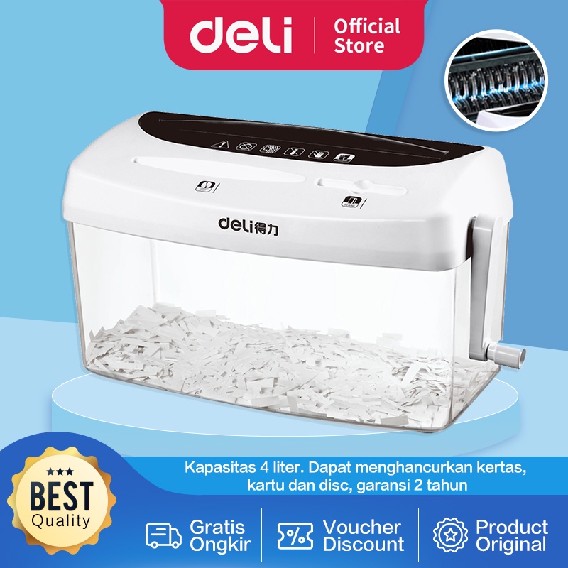 Jual Deli Paper Shredder Penghancur Kertas Manual A4 Kapasitas 1 Lembar ...