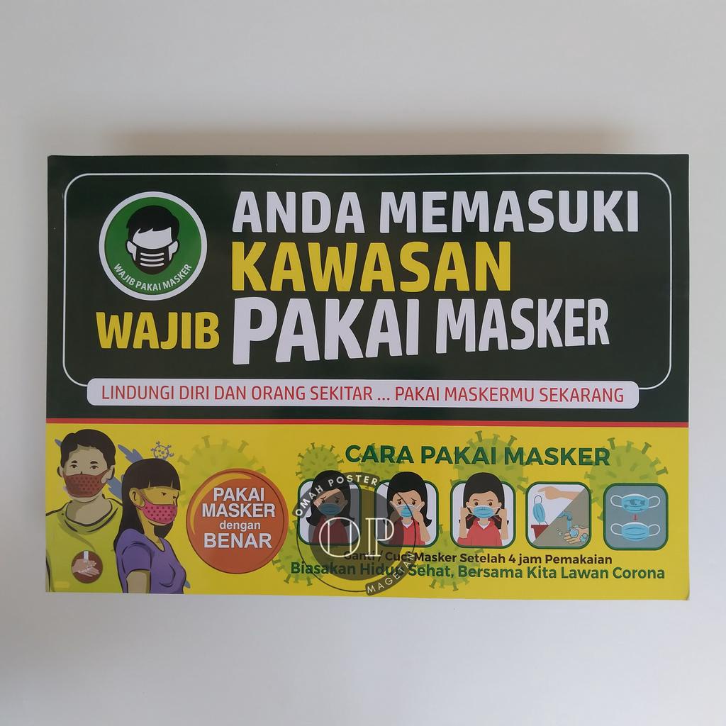 Jual Poster Kawasan Wajib Memakai Masker - Poster Covid-19 - New Normal ...