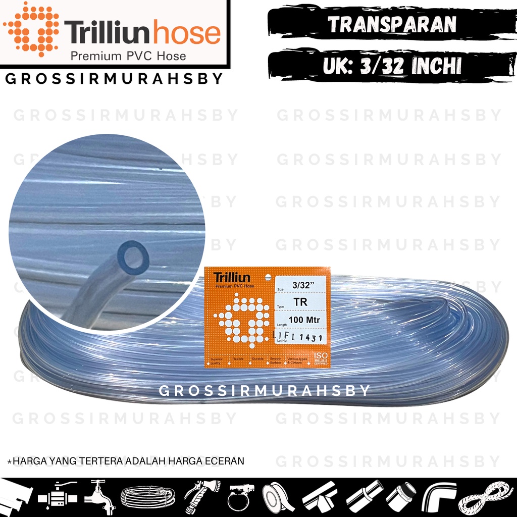 Jual SELANG AIR TRILLIUN TRANSPARAN 3/32 ( HARGA PERMETER ) | Shopee ...