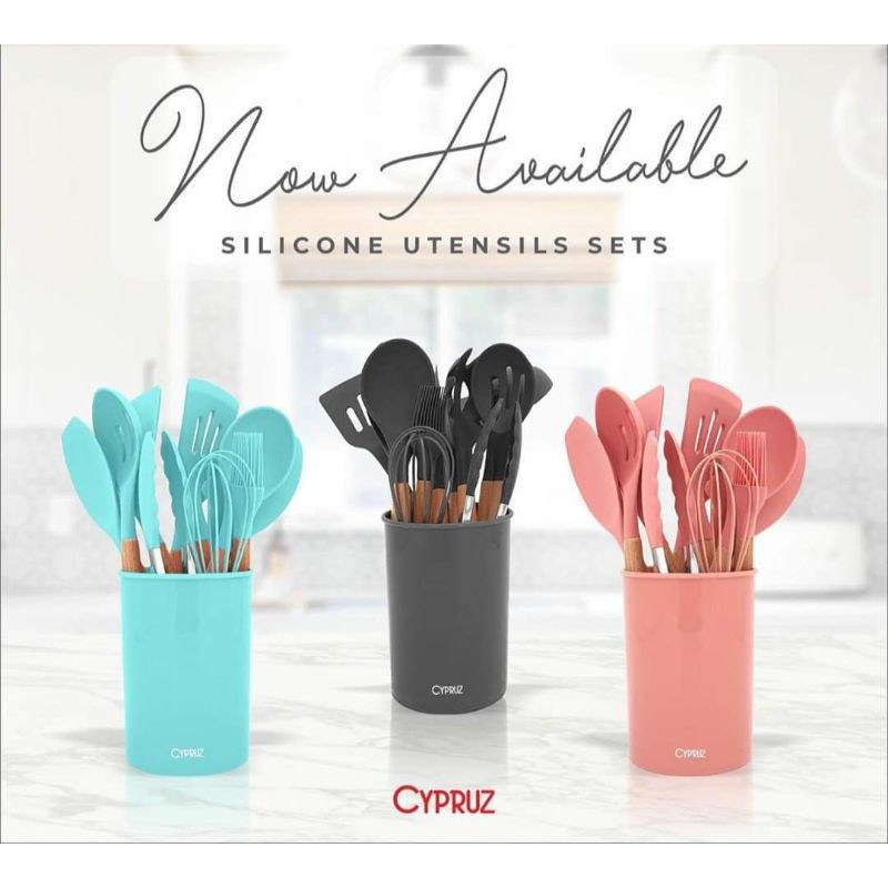 Jual Cypruz Kitchen Utensils Set of 12 Peralatan Masak Silicon | Shopee ...