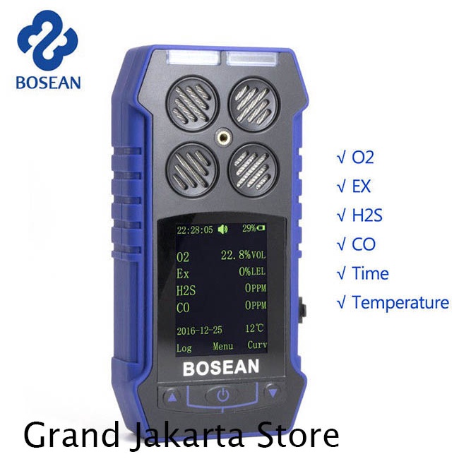 Jual Gas Detector BOSEAN BH4S 4 in 1 O2 CO H2S LEL Monitor BH-4S ...