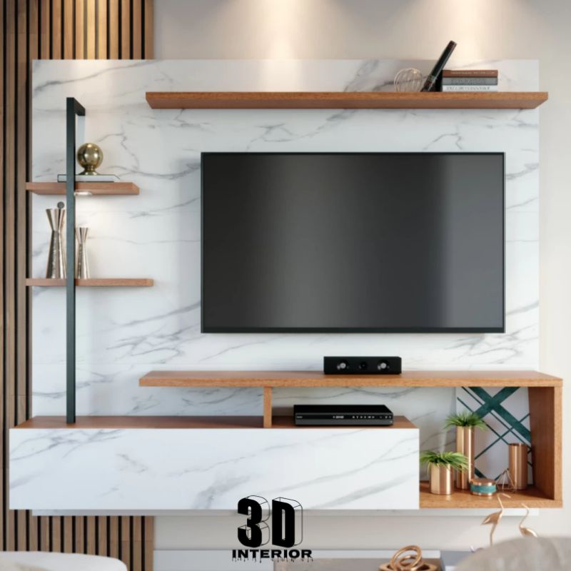 Jual BACKDROP TV / RAK TV MINIMALIS HPL GRANIT DAN COKLAT SERAT ...