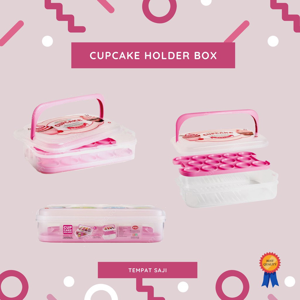 Jual TEMPAT KUE HOLDER VINTAGE PINK / Cupcake Muffin Holder Box ...
