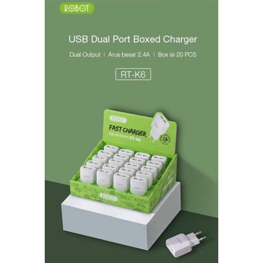 Jual Dual USB RT-K6 ROBOT produk 2.4A (Satu box isi 20pcs) | Shopee ...