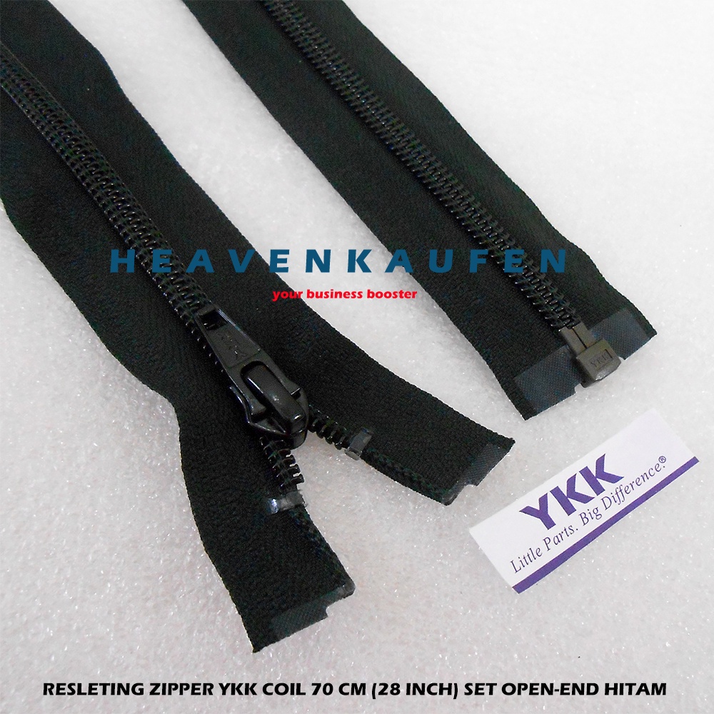 Jual Resleting Zipper Jaket YKK Gigi Coil Halus 70 cm Atau 28 inch Hitam Open End Buka Lepas ...