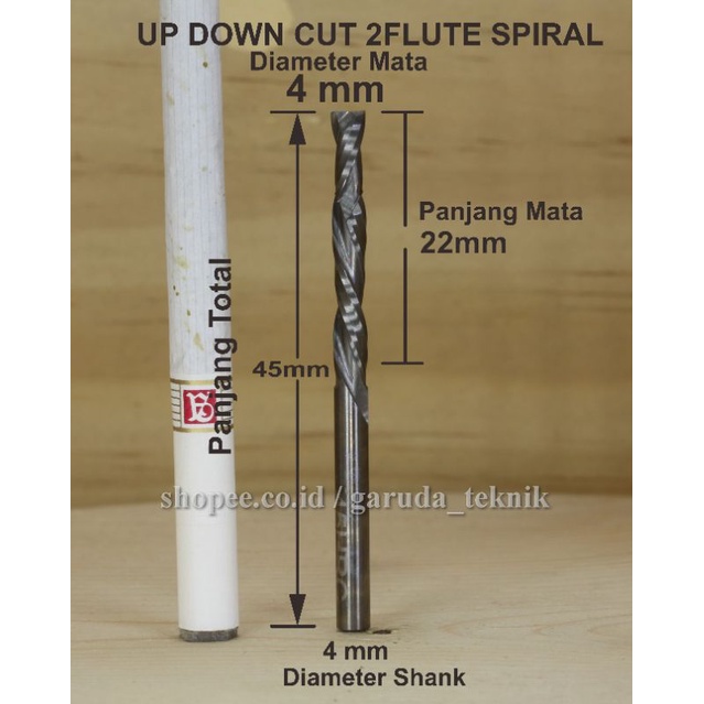 Jual Mata ROUTER BIT CNC COMPRESSION ENDMILL UP DOWN CUT 2Flute spiral ...