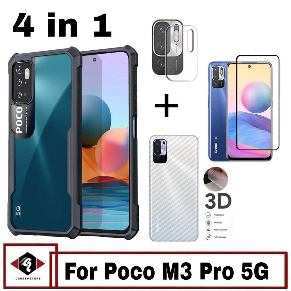 Jual Paket 4-IN1 Case Xiaomi Poco M3 Pro Tempered Glass Layar Camera ...