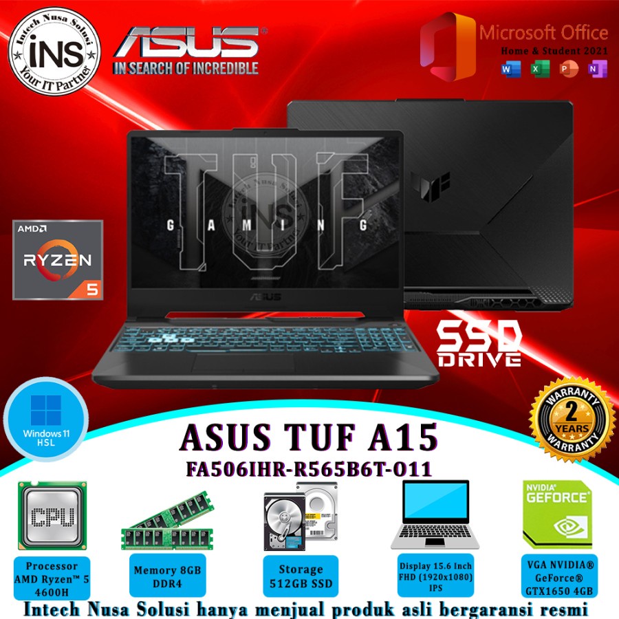 Jual ASUS TUF A15 FA506IHR Ryzen 5 4600H 8GB 512GB SSD VGA WIN10HSL OHS ...