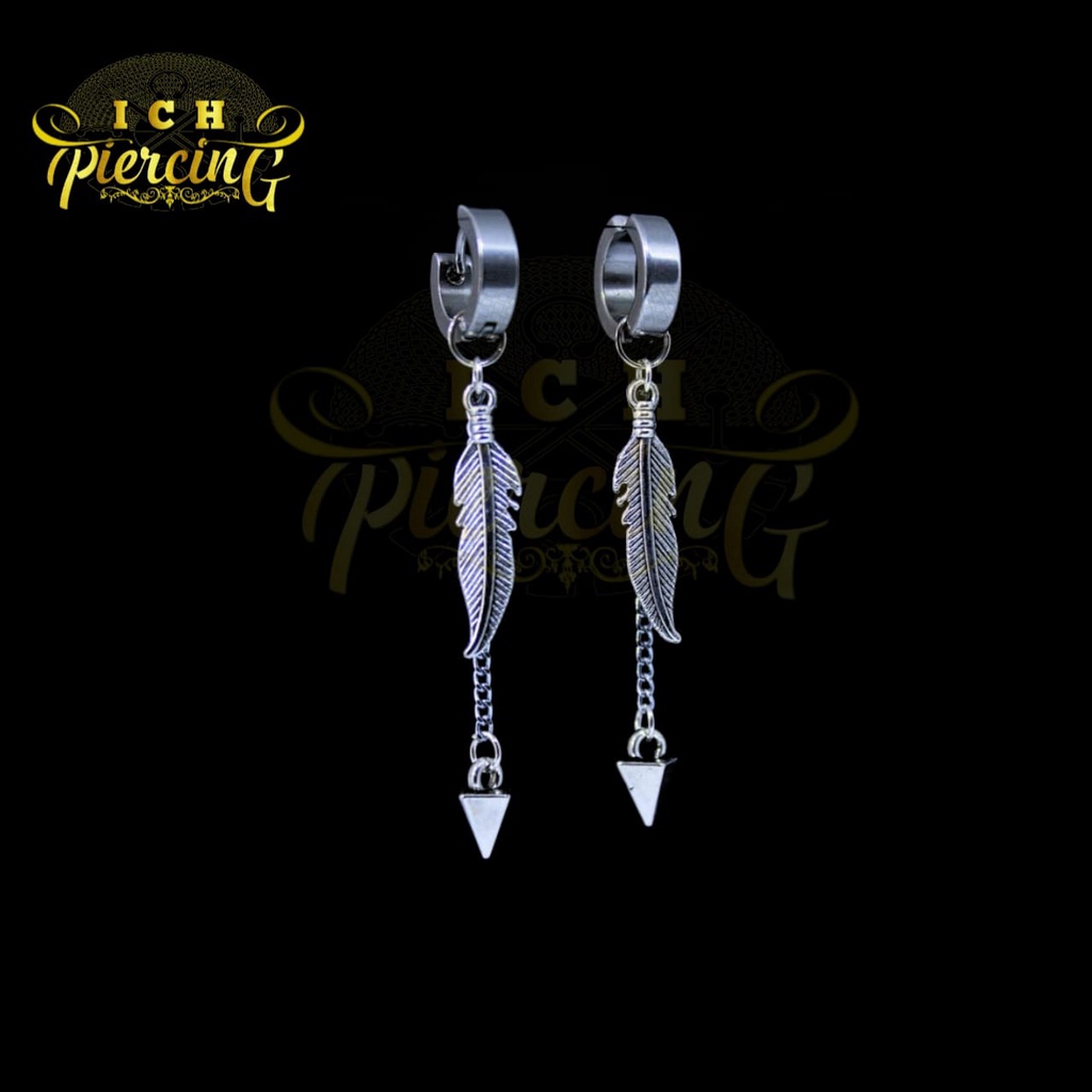 Jual IP-CB anting tindik dan jepit model daun rantai bandul/ anting ...