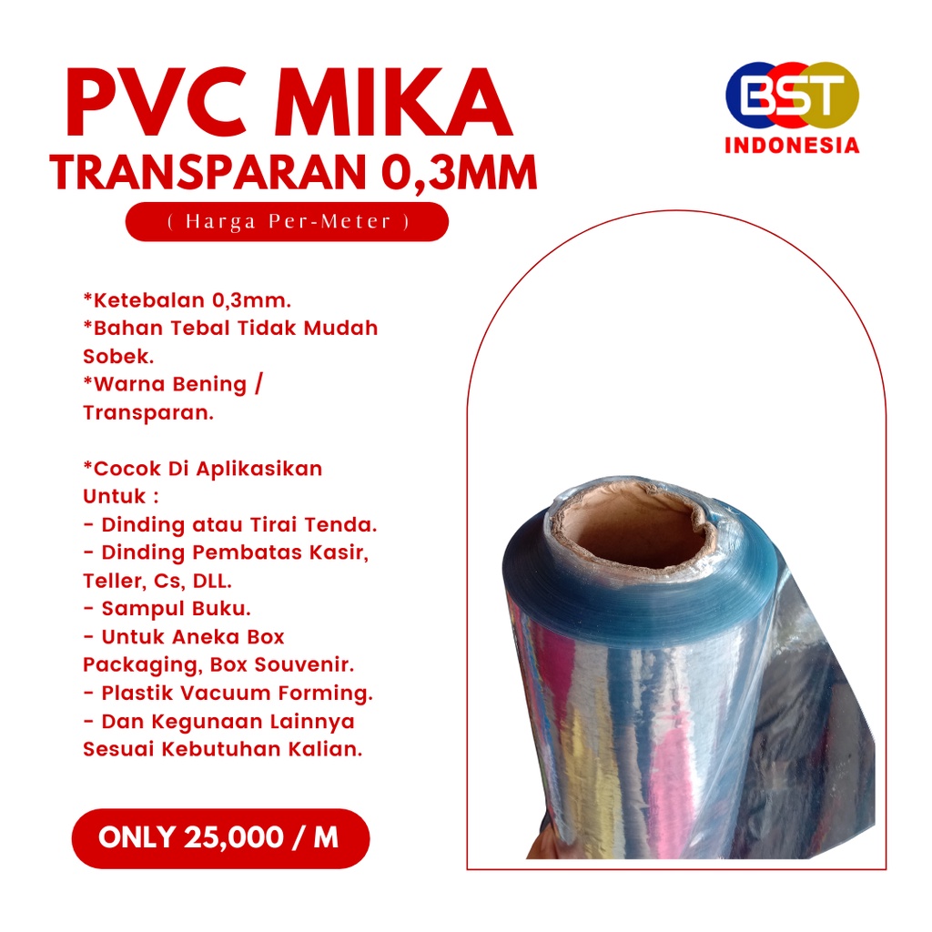 Jual PVC Plastik Mika Transparan 0,3mm / Mika Kaku / Mika Sovenir Box Packaging / Dinding Tirai ...