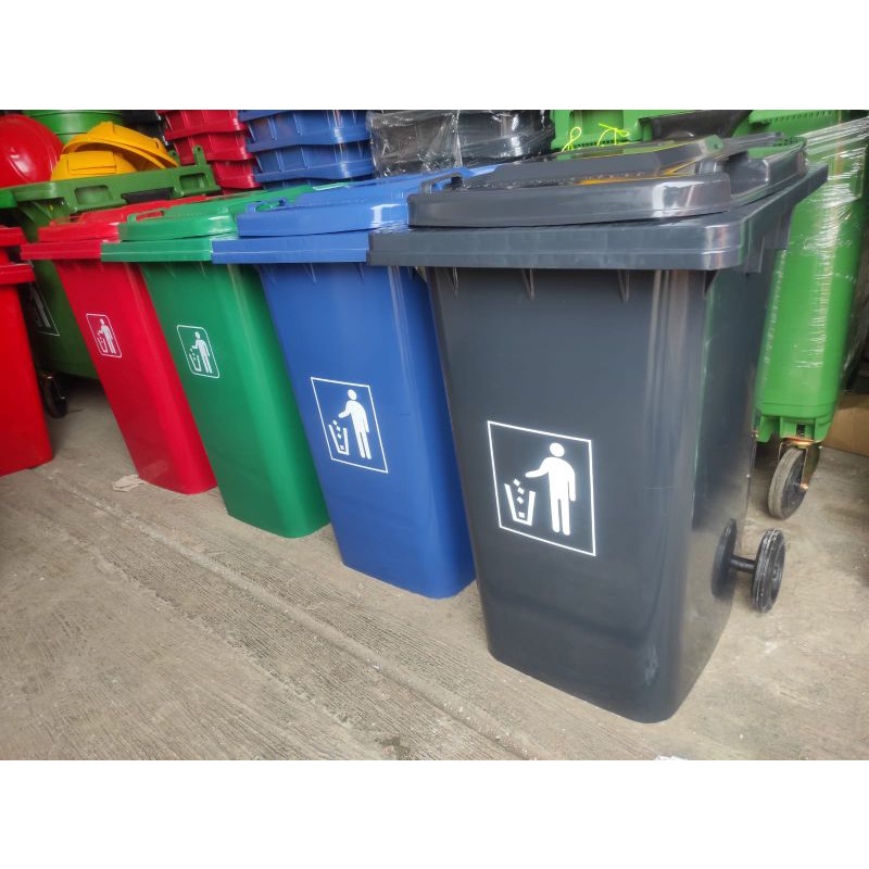 Jual Tempat Tong Sampah 240 Liter HDPE Roda Kuat Murah Outdoor | Shopee Indonesia