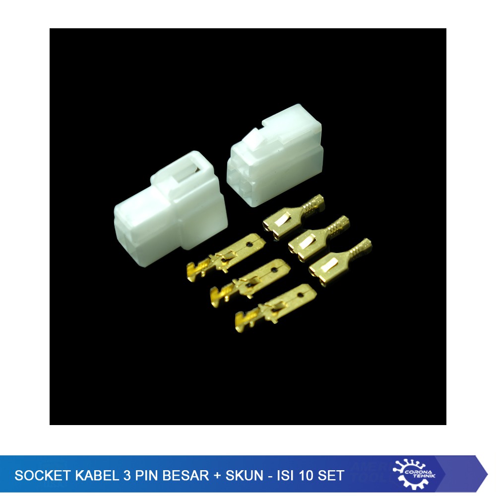 Jual Socket Kabel 3 Pin Besar + Skun - Isi 10 Set | Shopee Indonesia