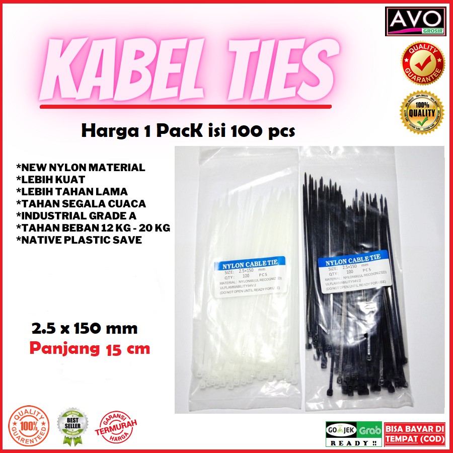 Jual Kabel ties Cable ties Kabel tis Cable tie Perapih 15 cm isi 100 Pcs | Shopee Indonesia