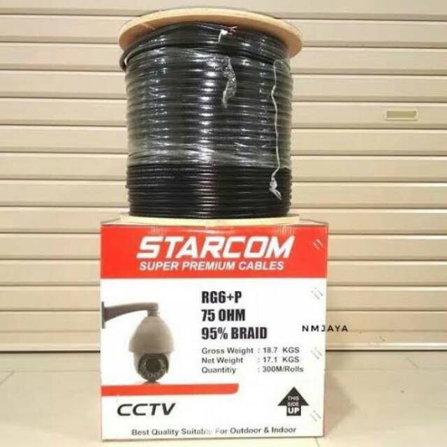 Jual Per Meter Kabel RG6 Hitam Cctv Starcom + Power Coaxial | Shopee Indonesia