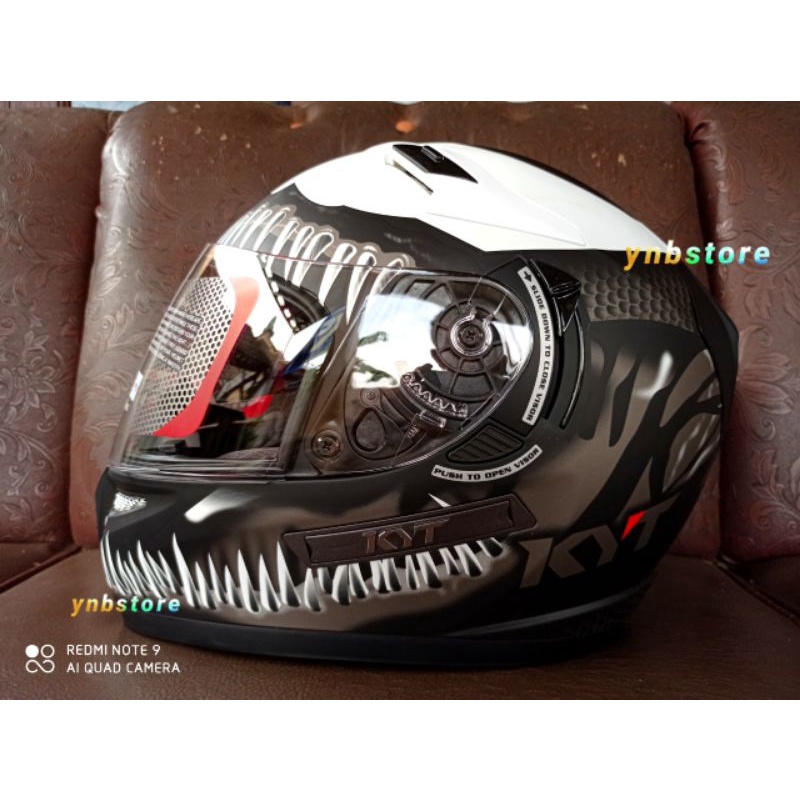 Jual Helm KYT K2R Motif Venom Black White Doff Double Visor Original ...