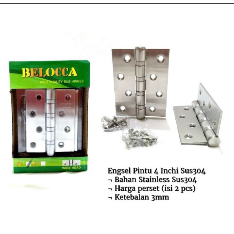 Jual Engsel Pintu Belocca 4" Stainless / ENGSEL BELOCCA 4" STAINLESS ...