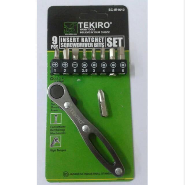 Jual COD OBENG TEKIRO SET GAGANG RACHET 9 PCS - OBENG RACHET INSERT ...
