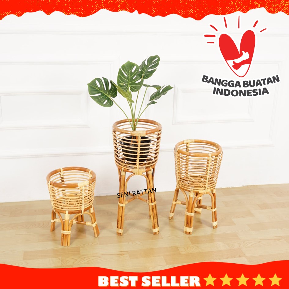 Jual Standing Pot Bunga Bulat Single Rotan Alami Untuk Taman | Shopee ...