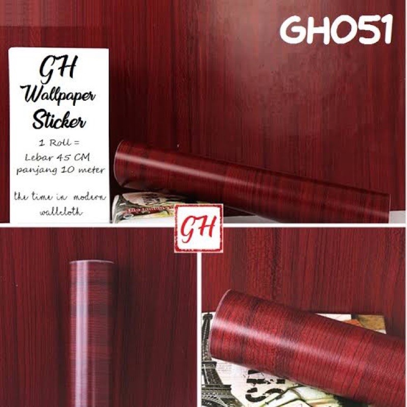 Jual KAYU MERAH MAROON Wallpaper sticker dinding motif kayu merah tua ...