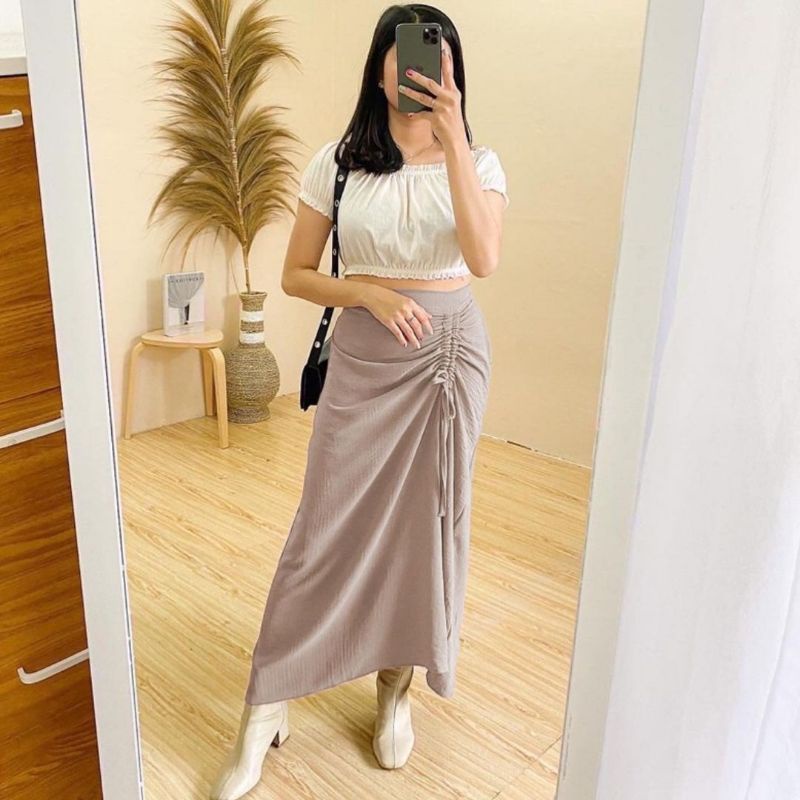 Jual Rok Serut Casual Flowy Korean Style / Rok Crinkle Terbaru / Rok ...