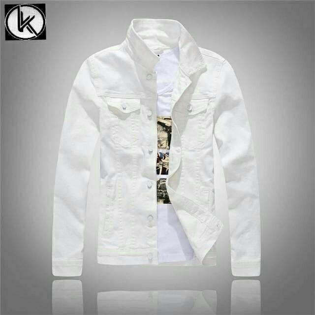 Jual Jaket Jeans Pria Putih / Jaket Jeans Denim Putih Pria / Jaket ...