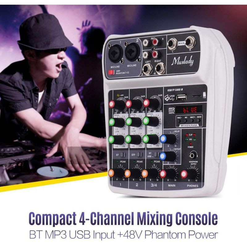 Jual Professional Compact Mixing Console Mixer 4 Channel Phantom Power ...