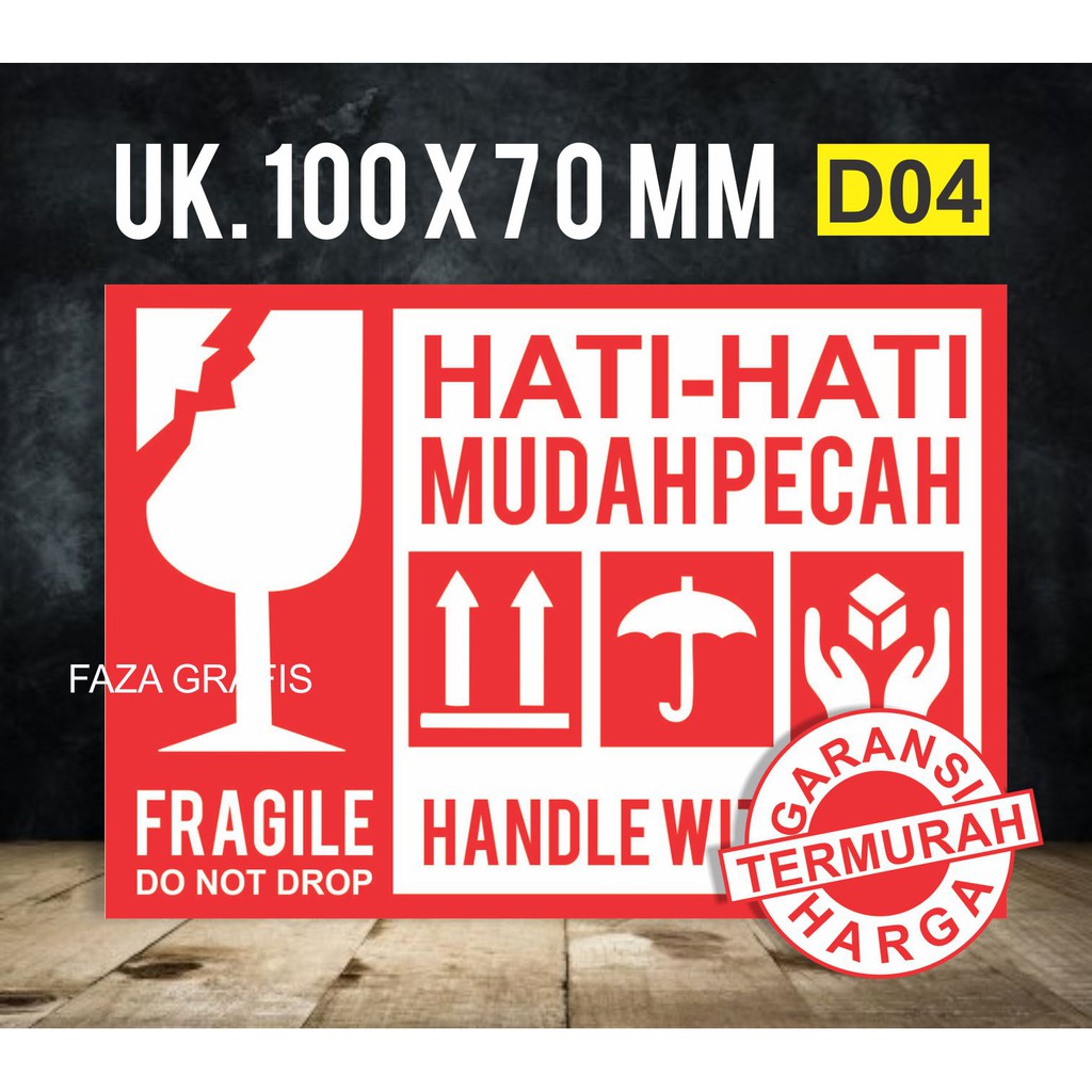 Jual Stiker Fragile Besar - Stiker fragile merah - Sticker fragile 70 x ...