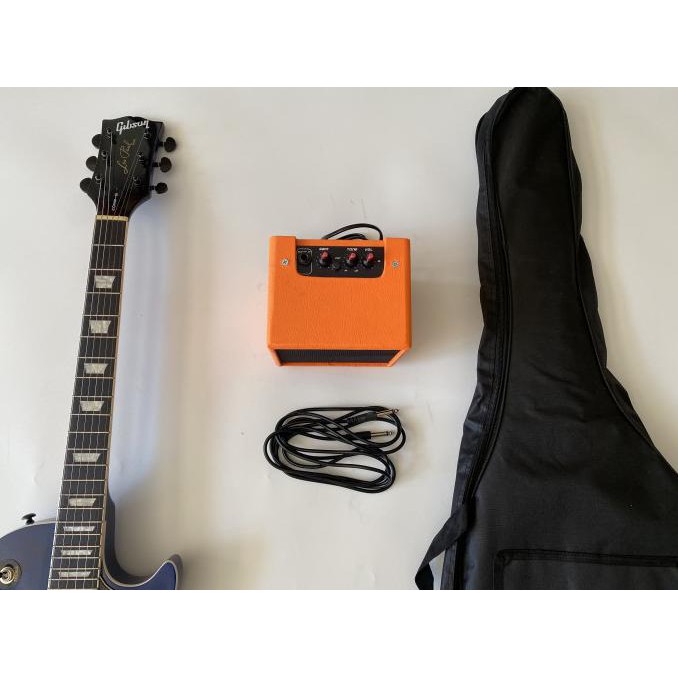 Jual Paketan Gitar Gibson Les Paul Biru + Ampli Distorsi + Kabel Jack ...