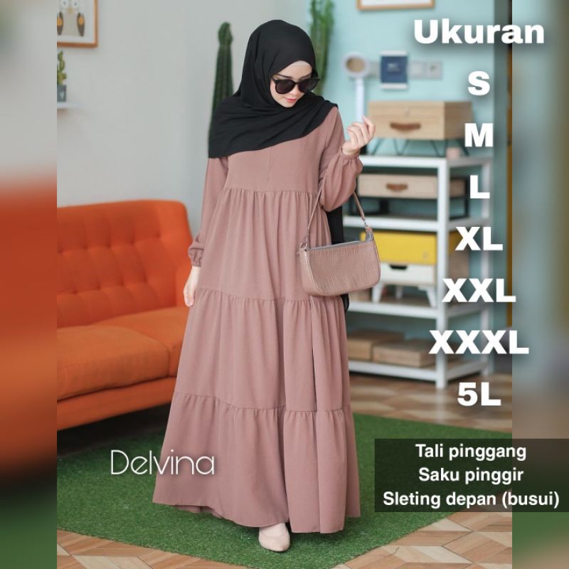 Jual Delvina Dress - Ukuran S M L XL XXL XXXL 5L - Dress Big Size - Baju Gamis Jumbo - Ootd ...