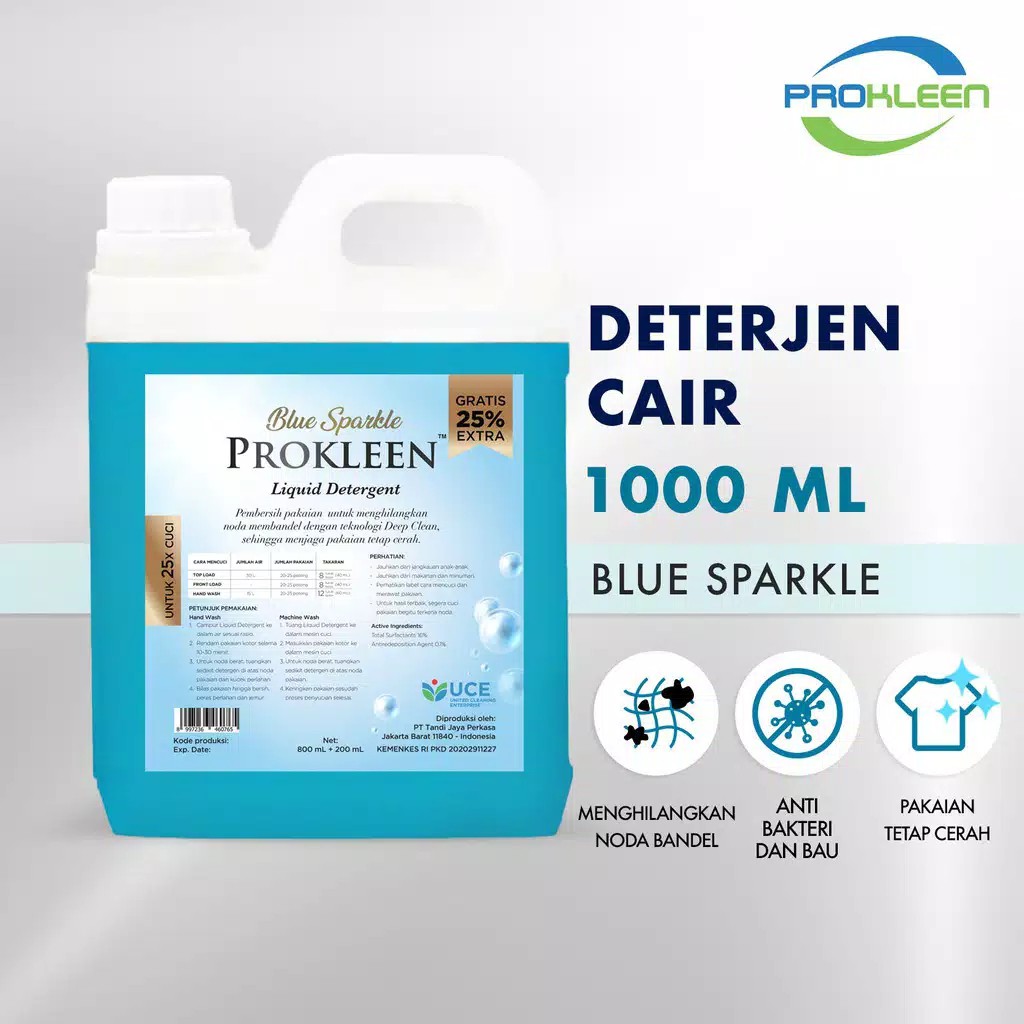 Jual Detergen Cair Laundry PREMIUM Grade Liquid Detergent PROKLEEN 1000 ...