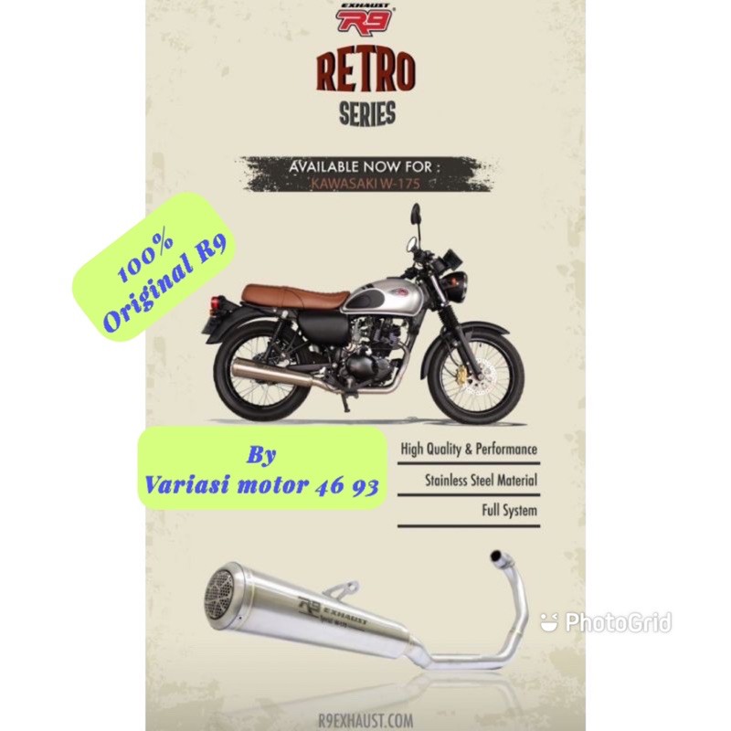 Jual Knalpot R9 Retro Series Kawasaki W175 exhaust original R9 W175 ...