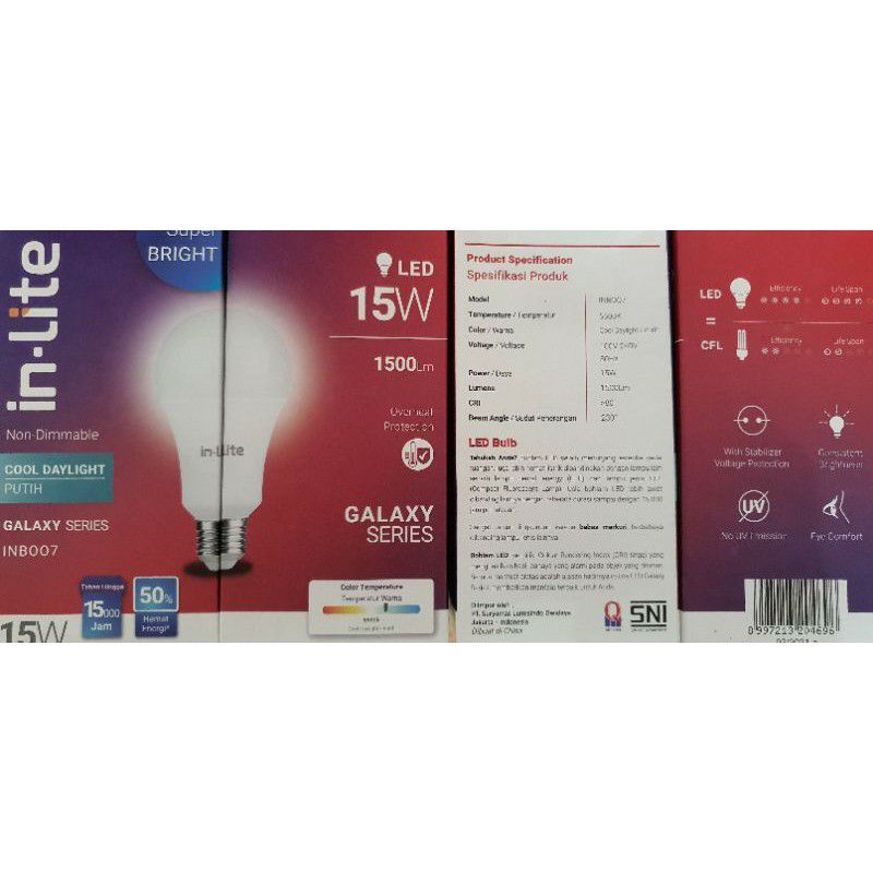 Jual Lampu LED 15w inlite in lite INB007 007 garansi 1th murah terang ...