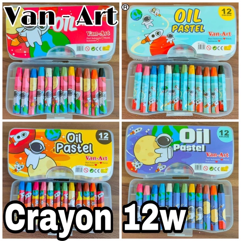 Jual Crayon BESAR 12w, OIL PASTEL / Crayon 12 warna van-art, krayon ...