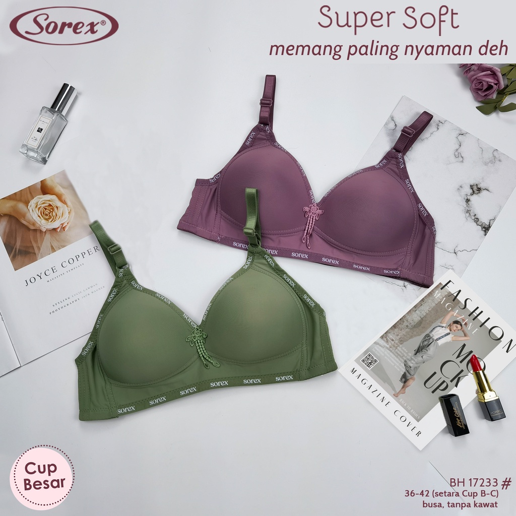 Jual 1 BRA SOREX 17233 - BH Cup BESAR 36~42 Setara Cup B-C - Busa Sedang - Tanpa Kawat - 3 Kait ...