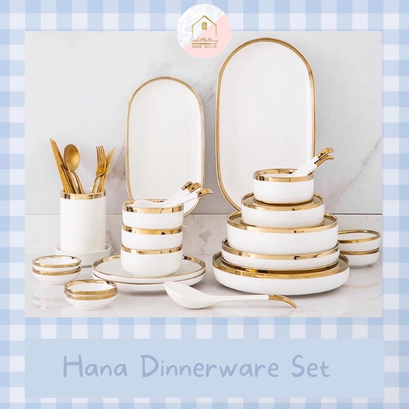 Jual Hana Dinnerware Set 4 orang / Piring makan set piring mewah Piring ...