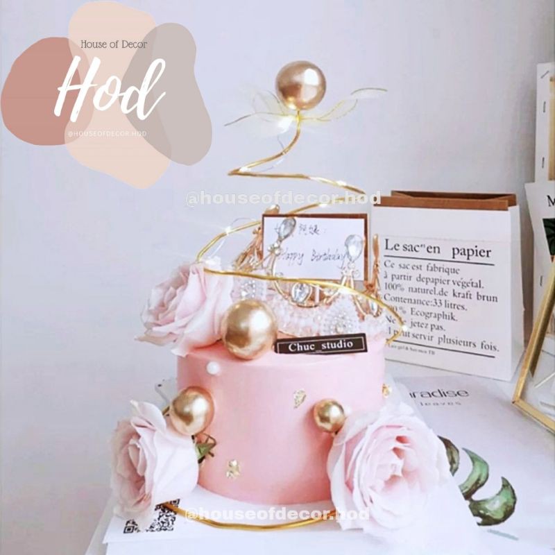 Jual Topper Cake Hiasan Kue Spiral Ball Star Bintang Bola Gold Ulang ...