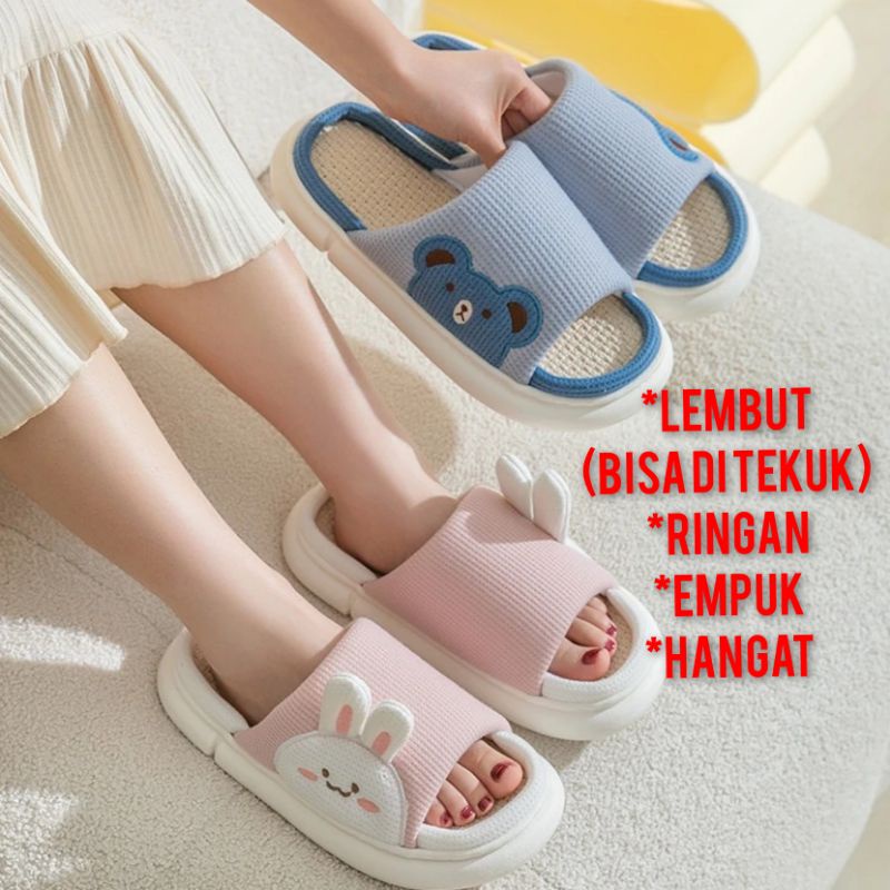 Jual sandal sendal slipper selop slide rumah santai lucu empuk ringan ...