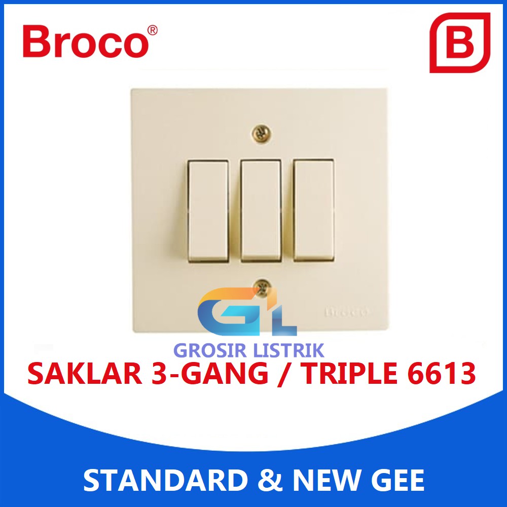 Jual (GROSIR) Broco Saklar Triple Cream 6613 (Switch 3 Gang) Original ...
