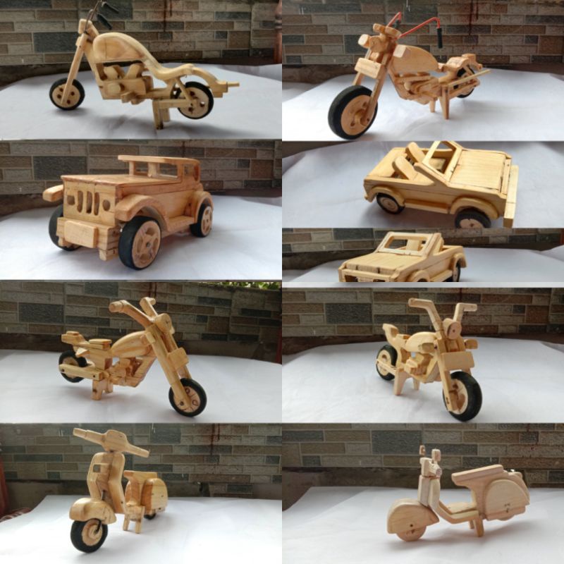 Jual 🪵Wooden Miniature🪵 / miniatur kayu , miniatur motor kayu/ miniatur ...
