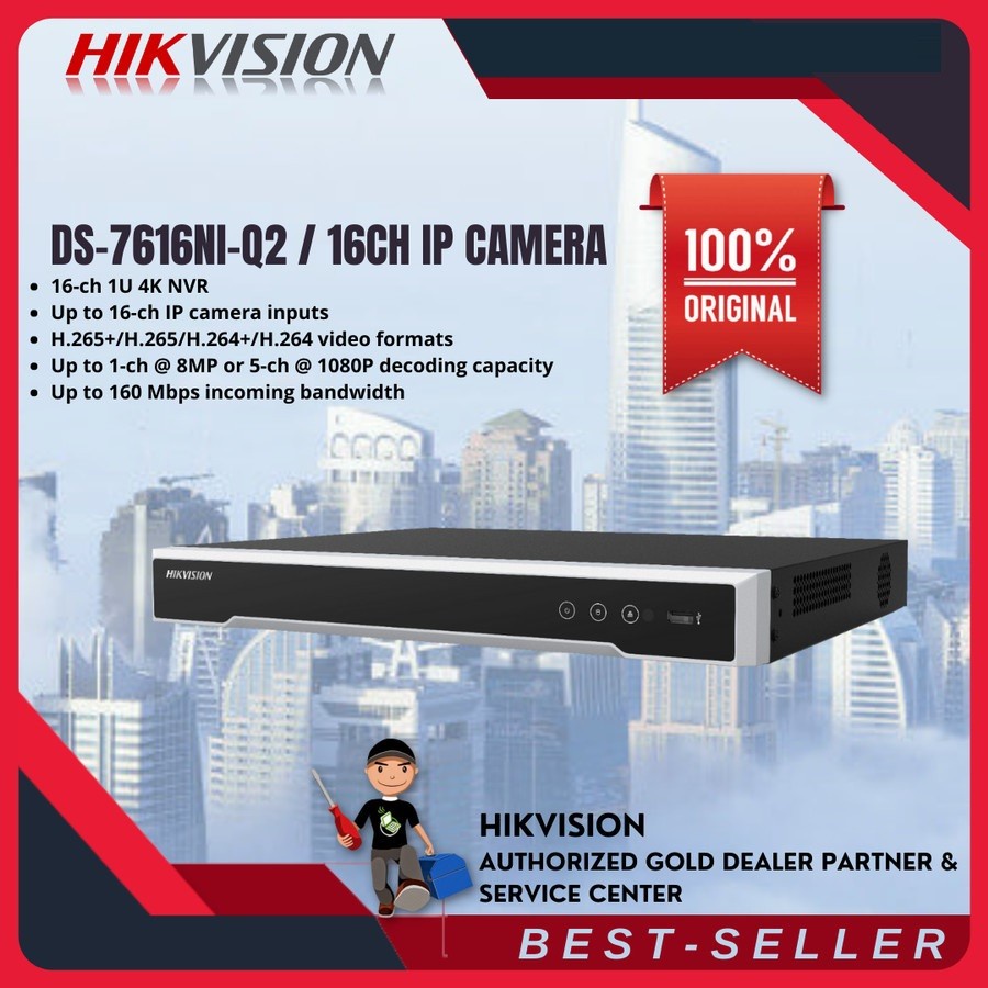 Jual NVR HIKVISION 16 Channel DS-7616NI-Q2 - 2 SLOT HDD | Shopee Indonesia