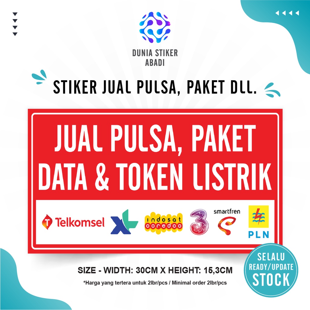 Jual Stiker Jual Pulsa, Paket Data Dll. - Per/2 lembar (30x15,3cm ...